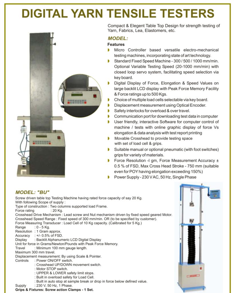 Yarn Testile Tester - Aksons Engineering